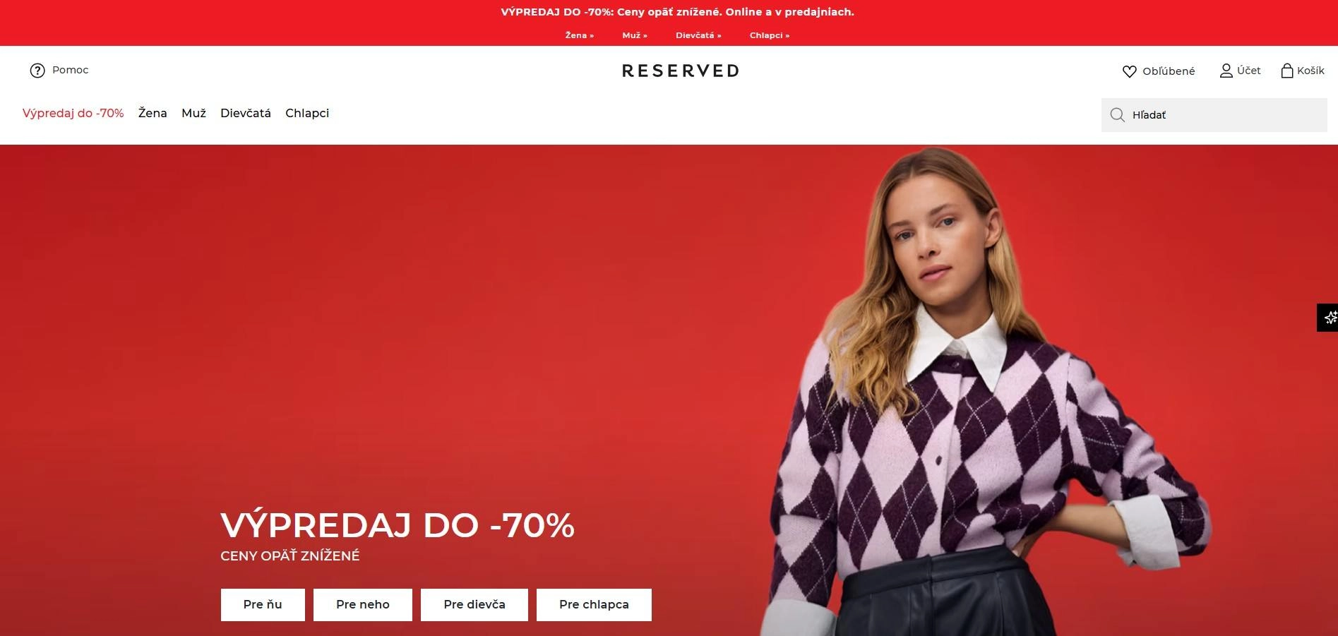 Reserved zľavový kód -10% a zľava až 67% – Apríl 2026